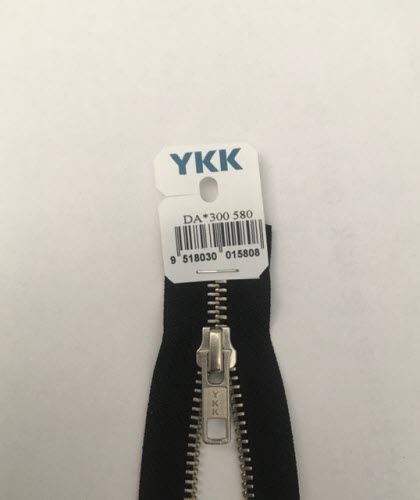 Rits YKK deelbaar zwart 580 (nikkel) | YKK-DA580